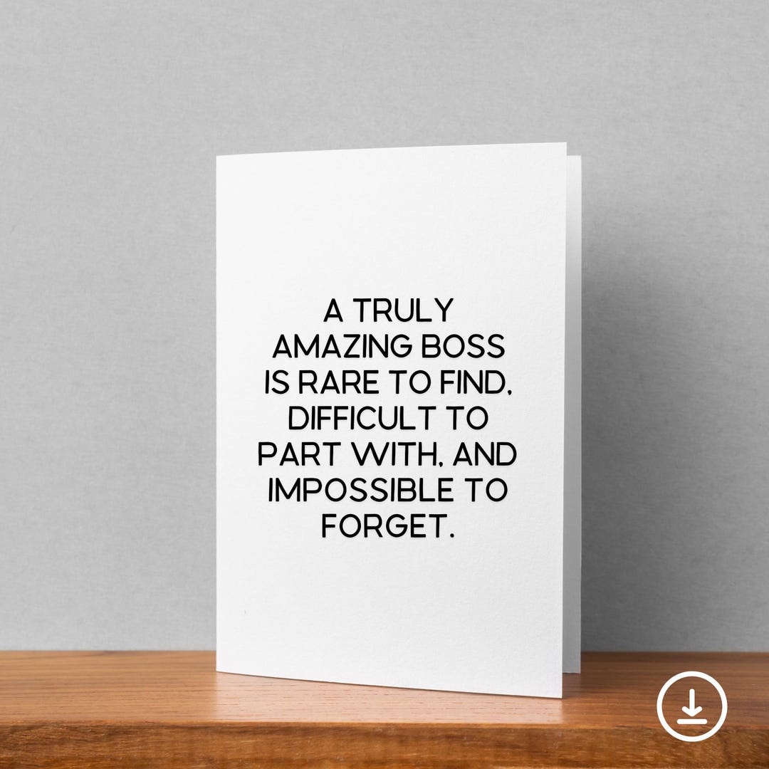 Funny Boss's Day Card – Retirement Card for Boss (digital Download) - Etsy