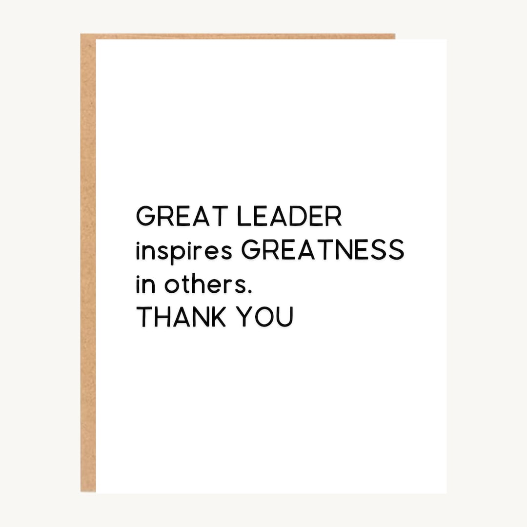 Leader Thank You Card – Appreciation Card for Boss, Manager, or Chief ...