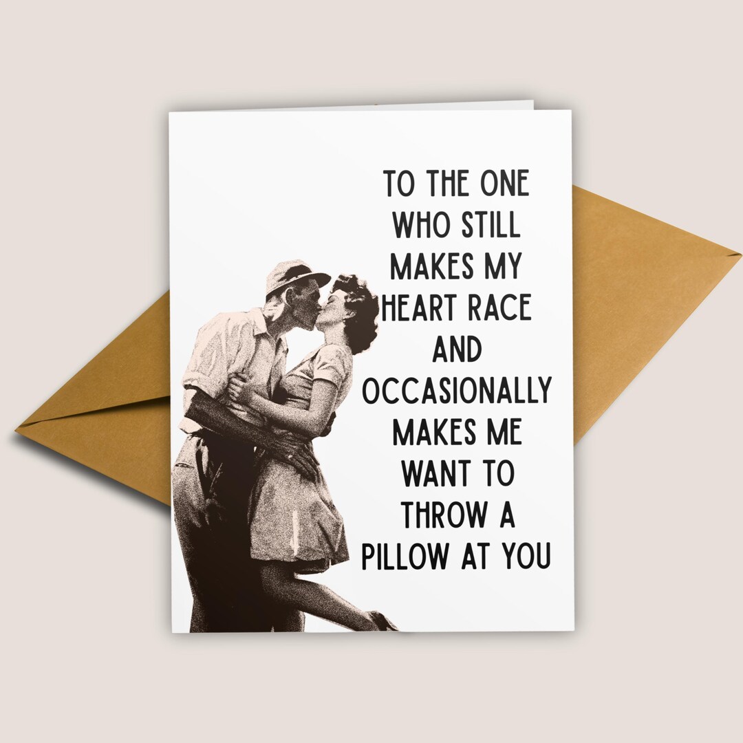 Funny Romance Card Vintage Couple Humor Anniversary Playful Love Gift ...