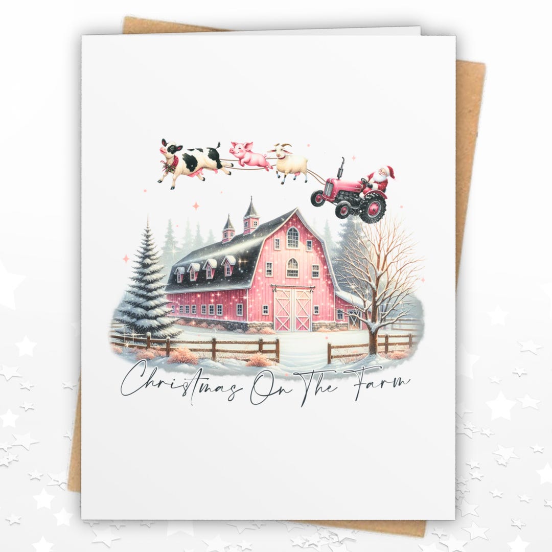Christmas Farm/ Christmas Card Farmhouse Christmas Cards/christmas Card ...