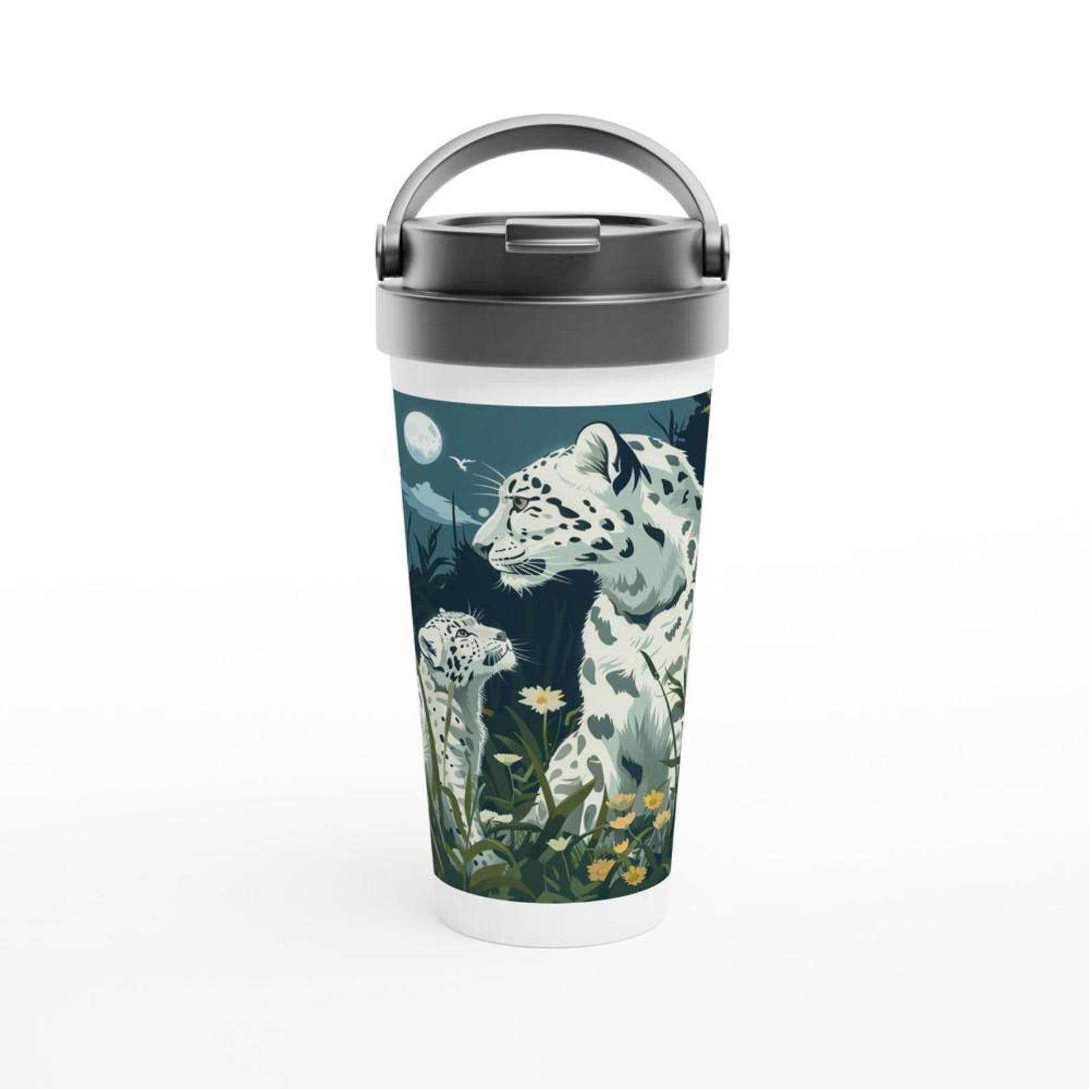 Snow Leopards in Moon Light Coffee Mugs 11oz. 15oz., Latte Mug 17oz ...