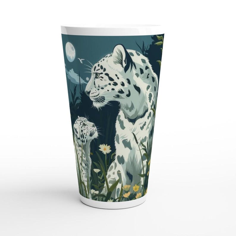 Snow Leopards in Moon Light Coffee Mugs 11oz. 15oz., Latte Mug 17oz ...