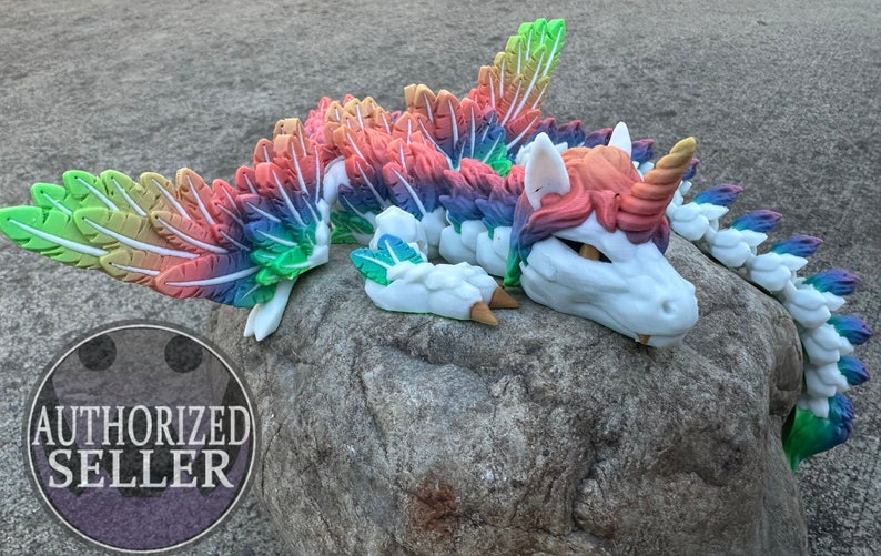 Alicorn Dragon - Fully 3D Printed Articulating Dragon and Fidget Toy - Etsy