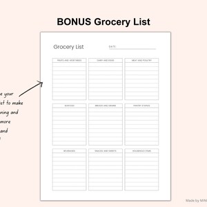 Printable Weekly Meal Planner, Grocery List, Food Diary, Meal Tracker ...