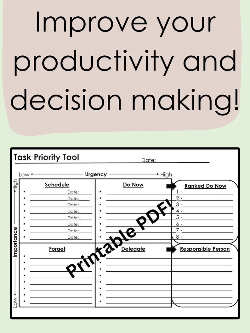 Productivity Planner, Task Priority Matrix, Decision Matrix, Eisenhower ...