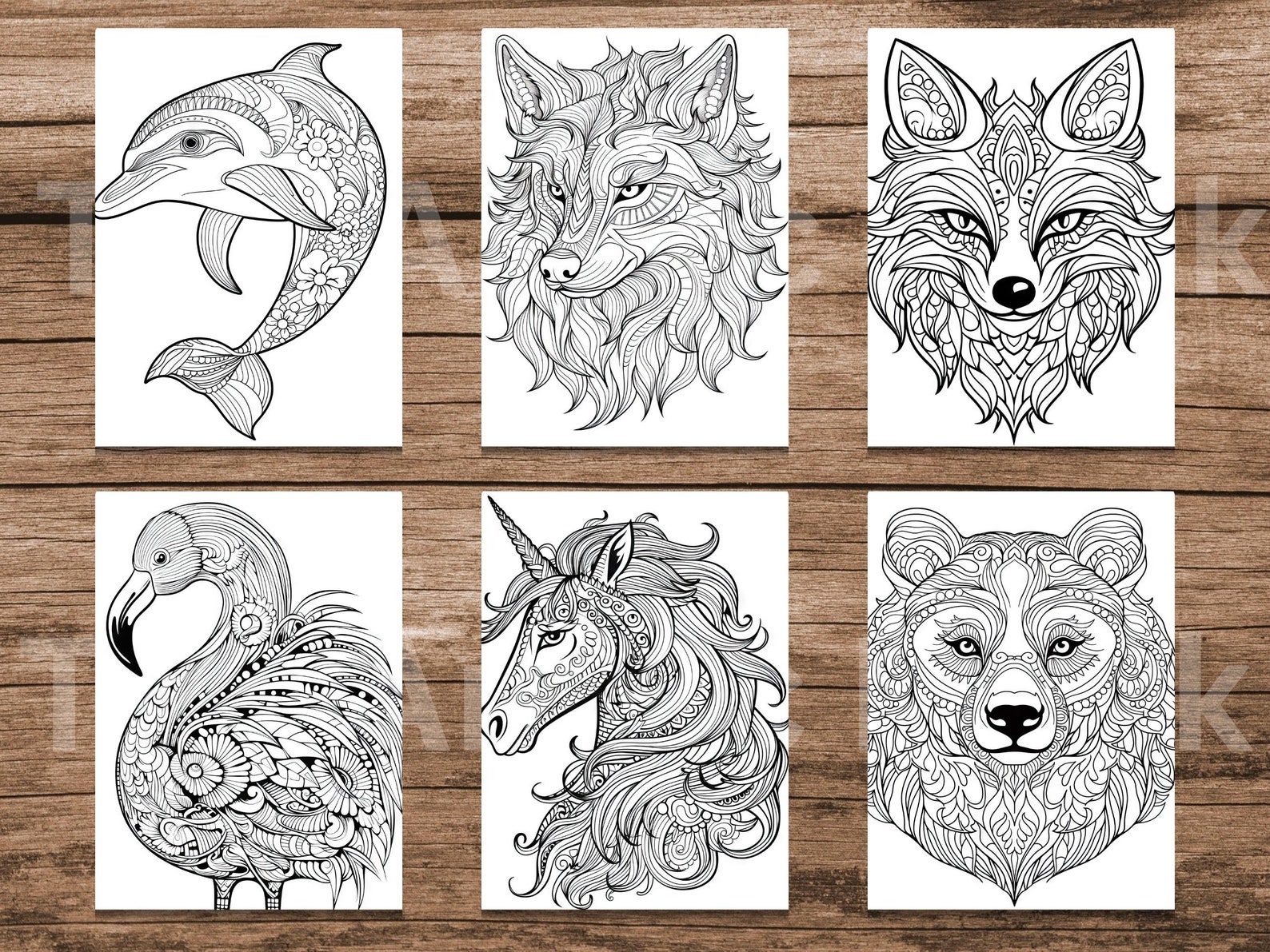 Zentangle & Mandala Animals Coloring Book, Printable Mandala Animal ...