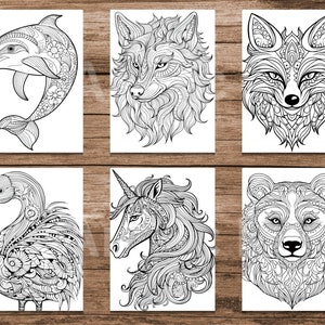Zentangle & Mandala Animals Coloring Book, Printable Mandala Animal ...