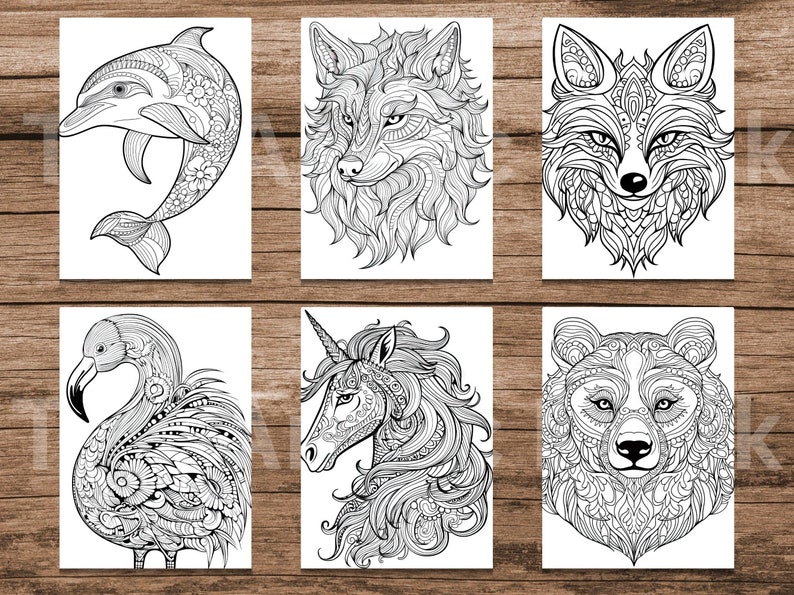 Zentangle & Mandala Animals Coloring Book, Printable Mandala Animal ...