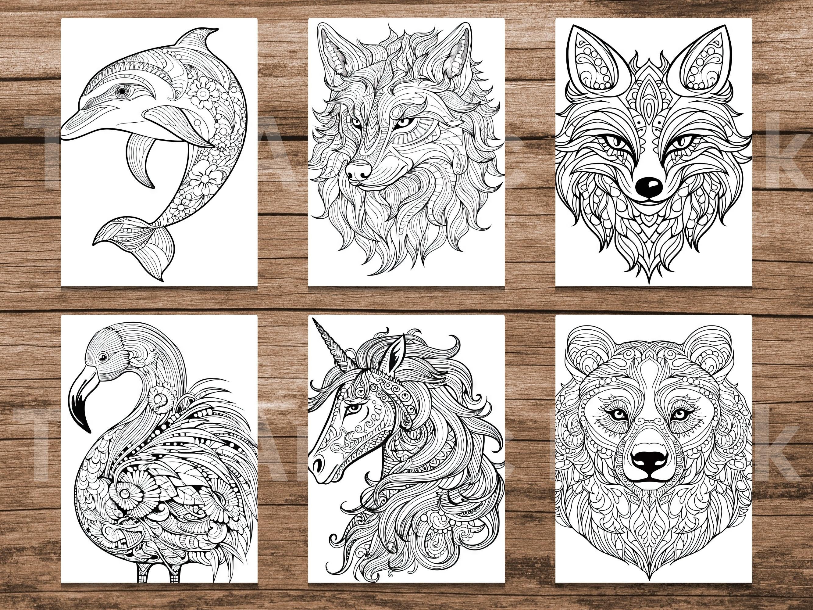 Zentangle & Mandala Animals Coloring Book, Printable Mandala Animal ...