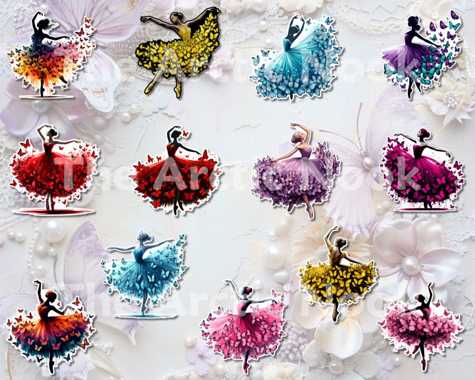 Butterfly Ballerina Stickers, Ballet Clipart, Scrapbooking (PNG SVG ...