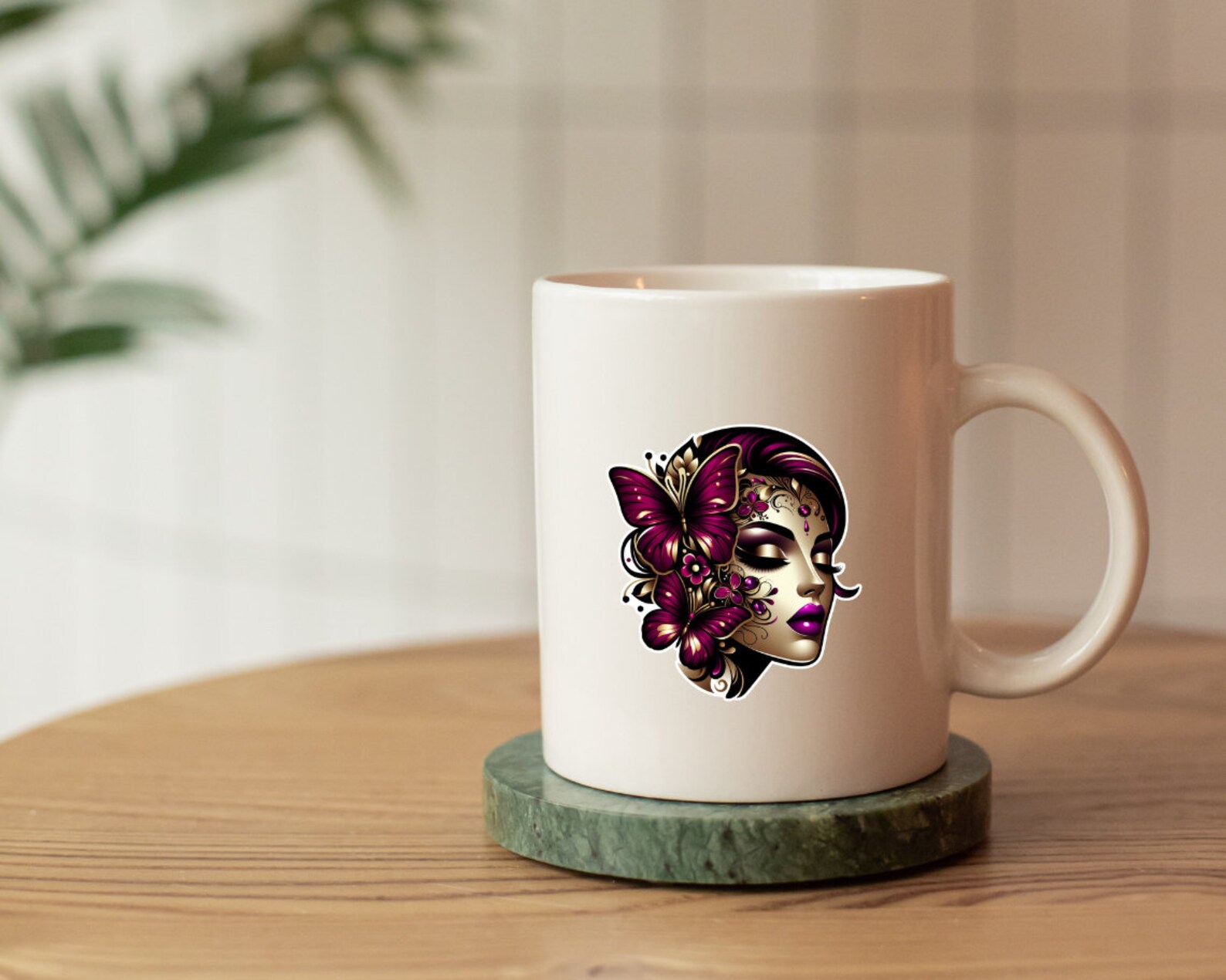 Bronze Butterfly Lady Stickers, Floral Portrait PNG SVG Bundle (digital ...