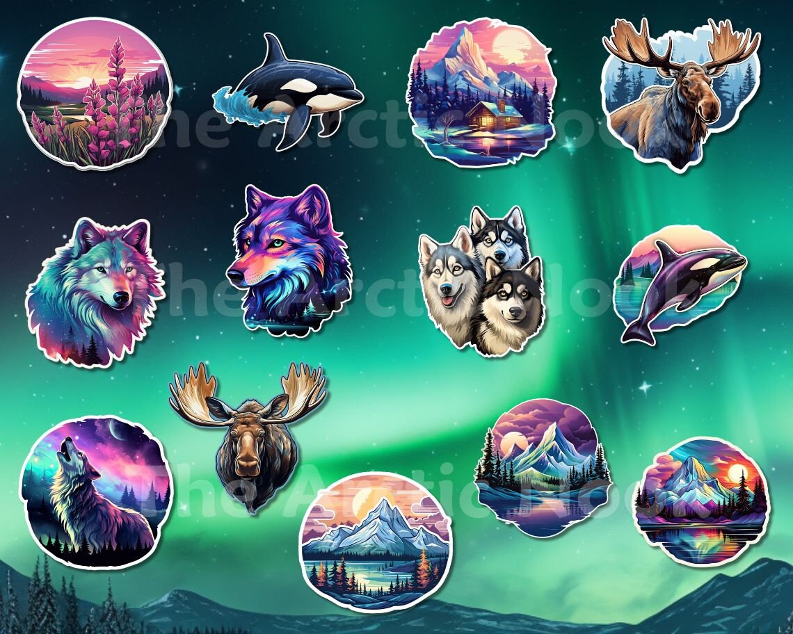 Alaska Animals and Landscapes Png Svg Bundle, Printable Alaskan ...