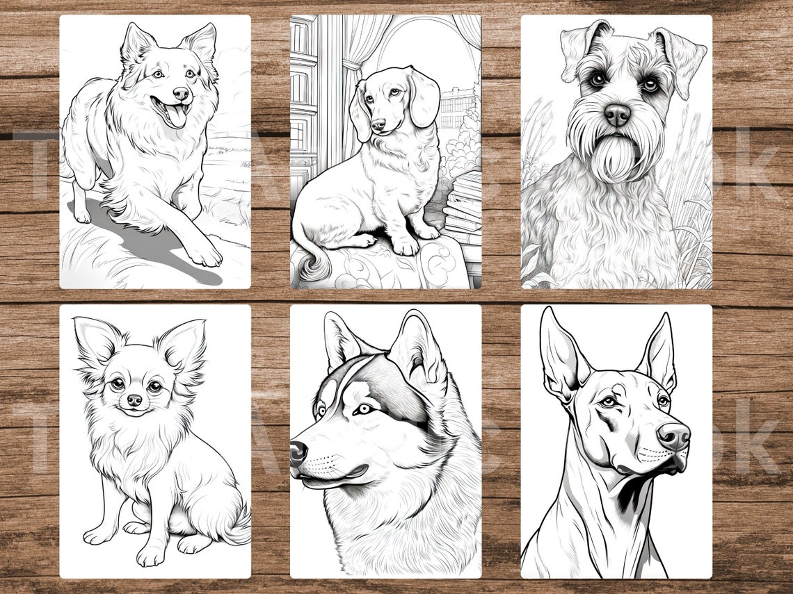 Beautiful Dogs Coloring Book, Printable Cute Cuddly Best Friend Dogs ...