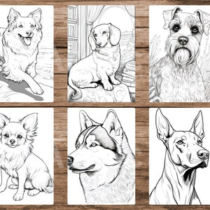 Beautiful Dogs Coloring Book, Printable Cute Cuddly Best Friend Dogs ...
