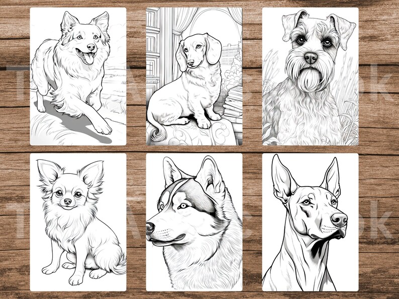 Beautiful Dogs Coloring Book, Greyscale Dog Breeds (PDF) - Etsy