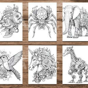 Steampunk Coloring Book, Printable Cool Elaborate Steampunk Design ...