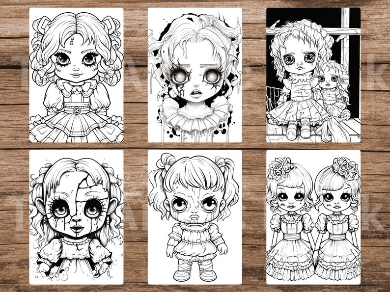Creepy Dolls Coloring Book Printable Bone Chilling Scary Creepy Dolls