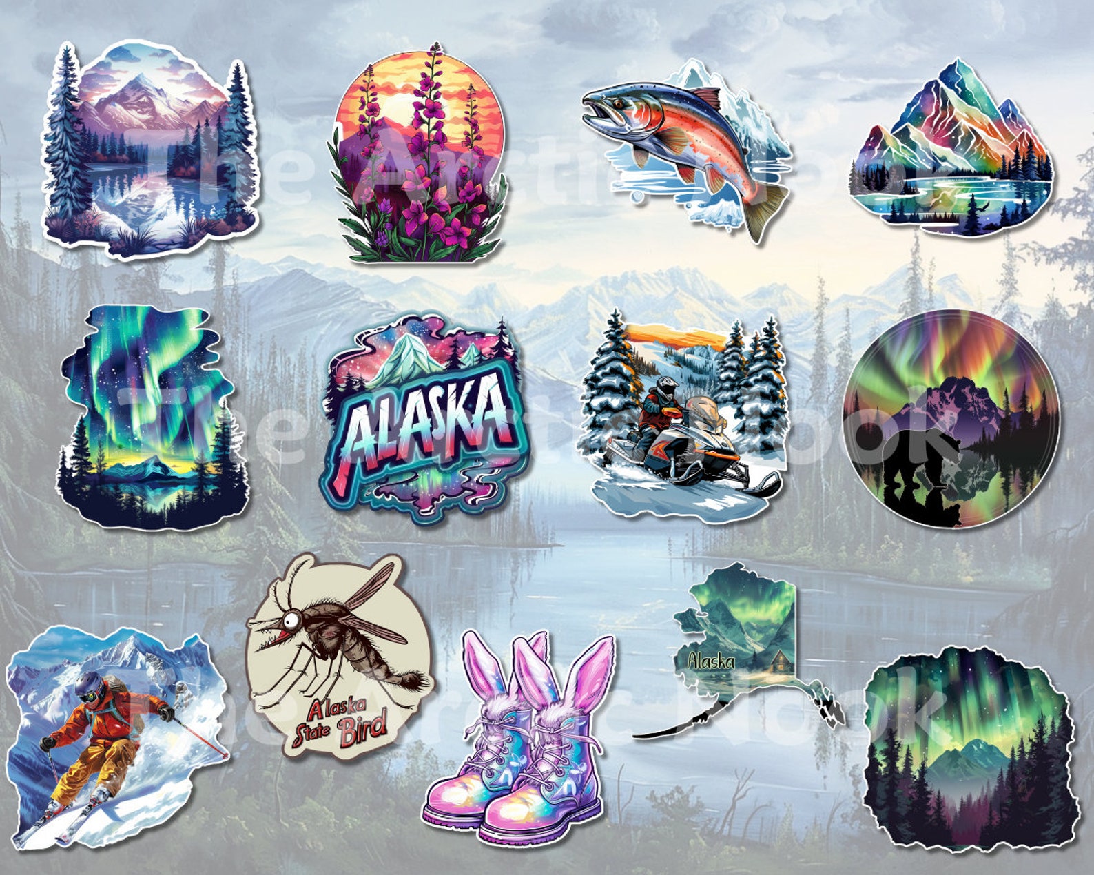 Alaskan Life Stickers, Northern Lights, Fishing (SVG PNG Bundle) - Etsy