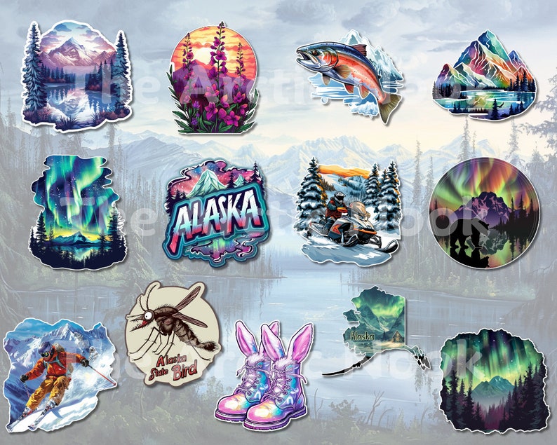 Alaskan Life Stickers, Northern Lights, Fishing (SVG PNG Bundle) - Etsy