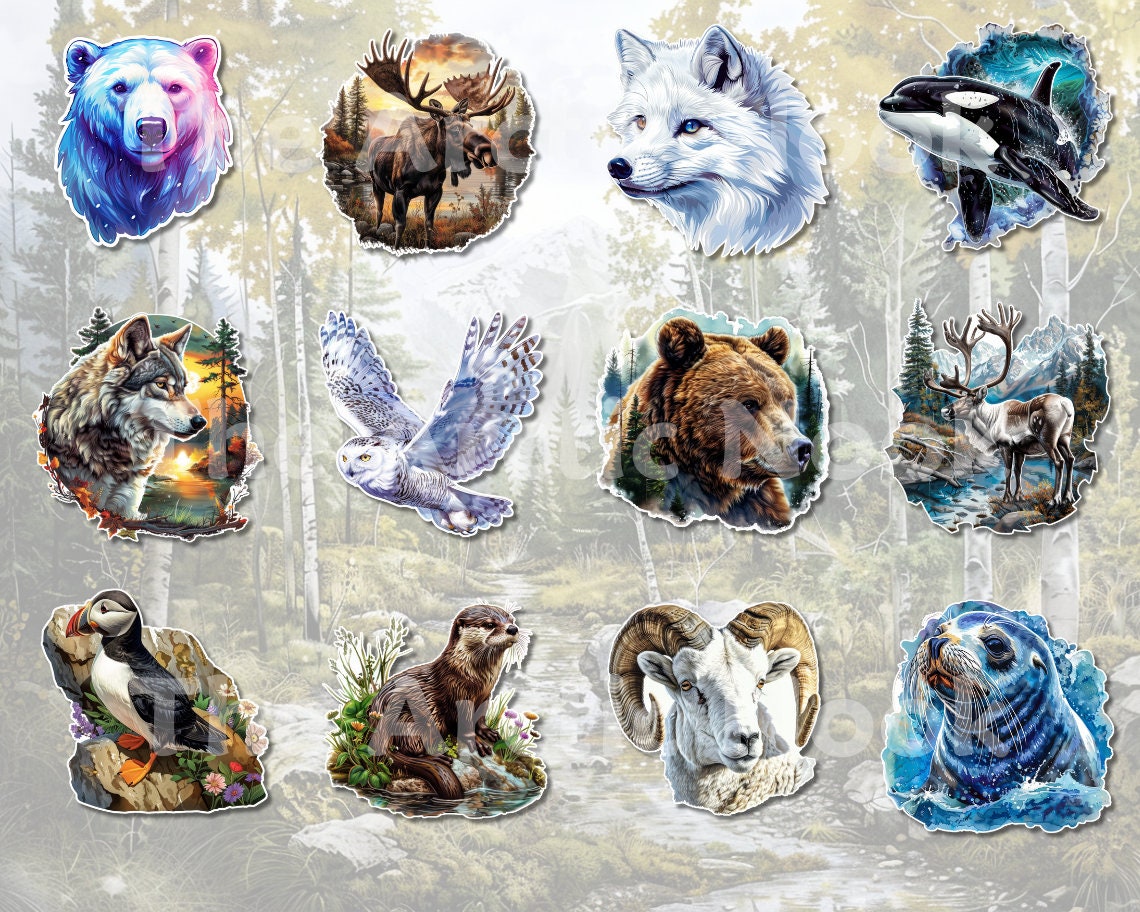 Alaskan Wildlife Png Svg Bundle, Printable Alaskan Stickers, Beautiful ...