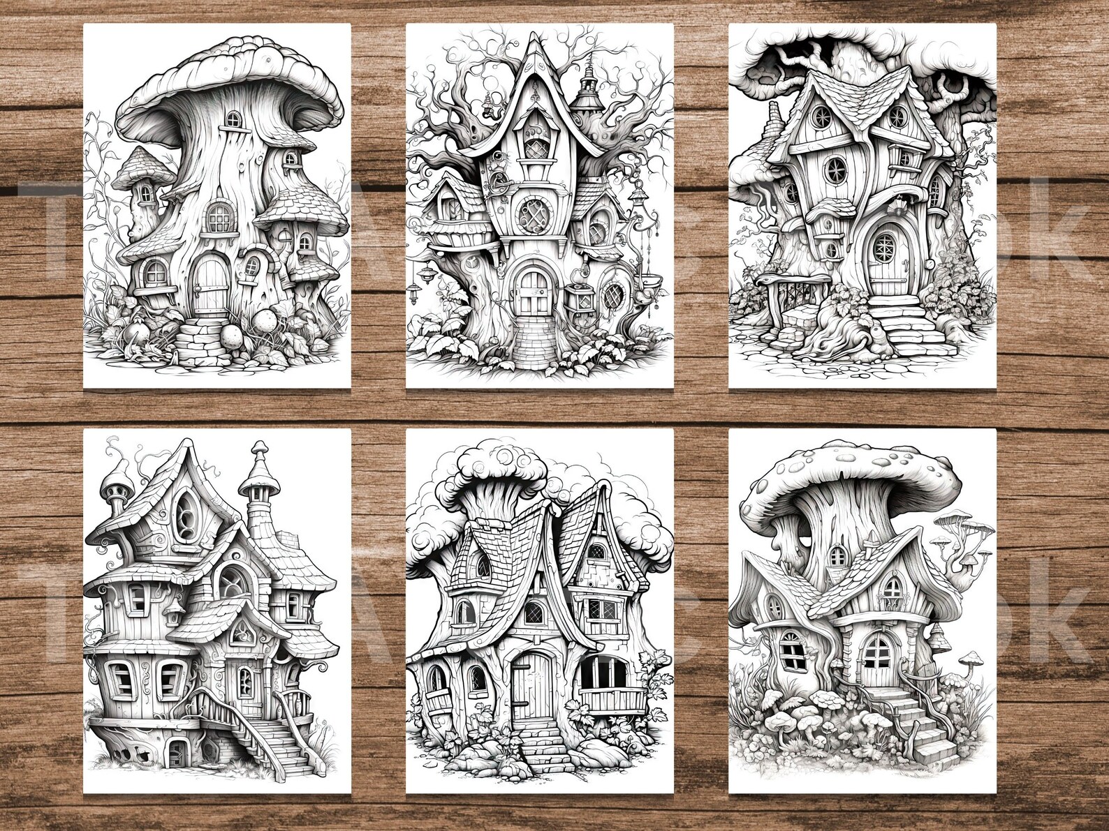 Fairy Houses Coloring Book, Printable Adorable Cozy Fairy House ...