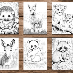 Baby Animals Coloring Book, Printable Cute Adorable Baby Animals ...