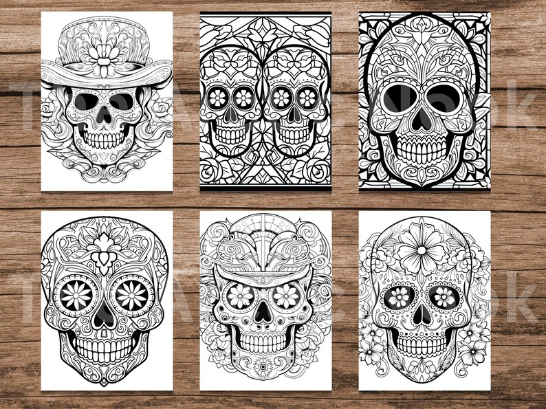 Sugar Skulls Coloring Book, Printable Sugar Skulls Day of the Dead ...