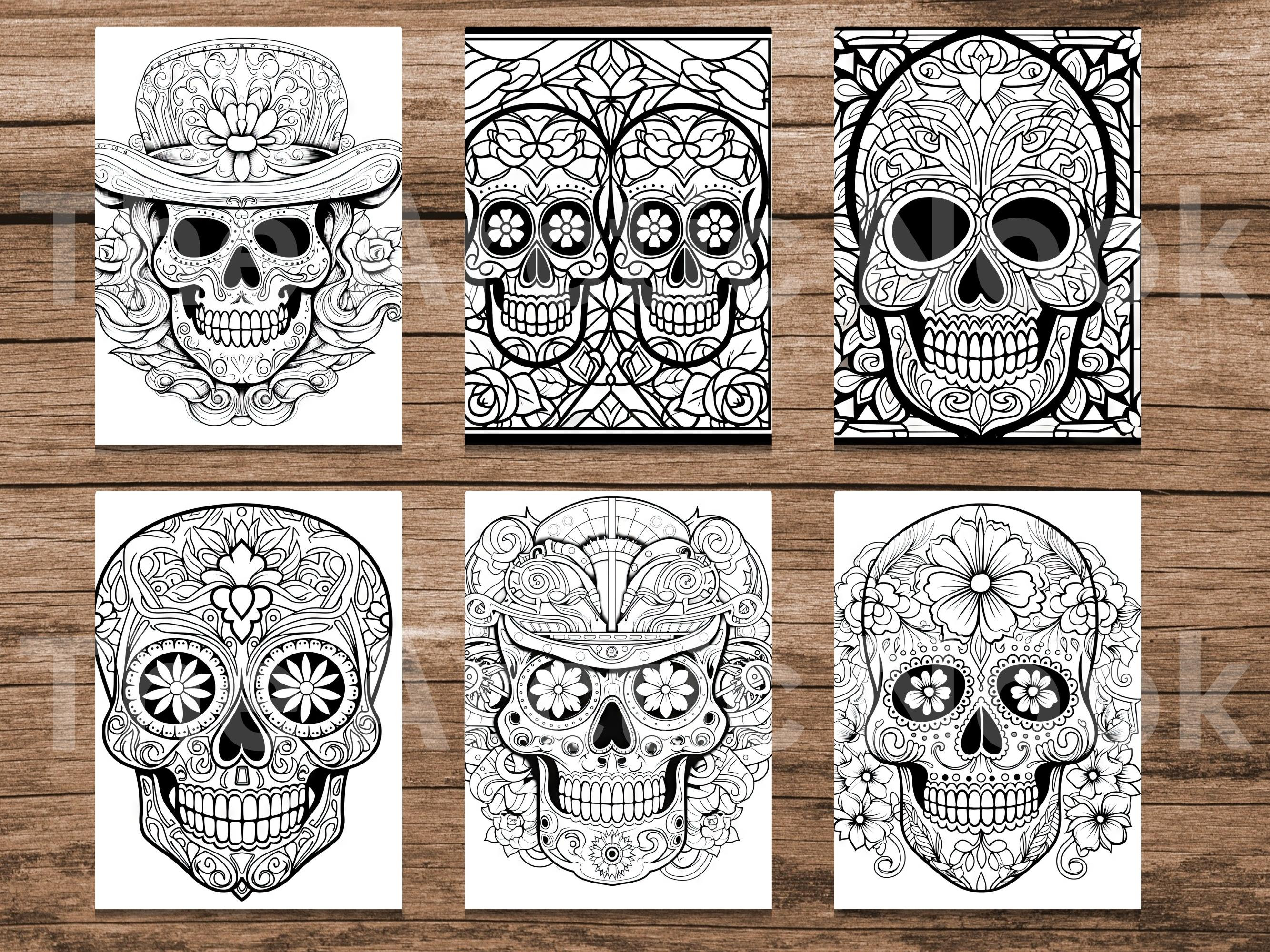 Sugar Skulls Coloring Book, Printable Sugar Skulls Day of the Dead ...