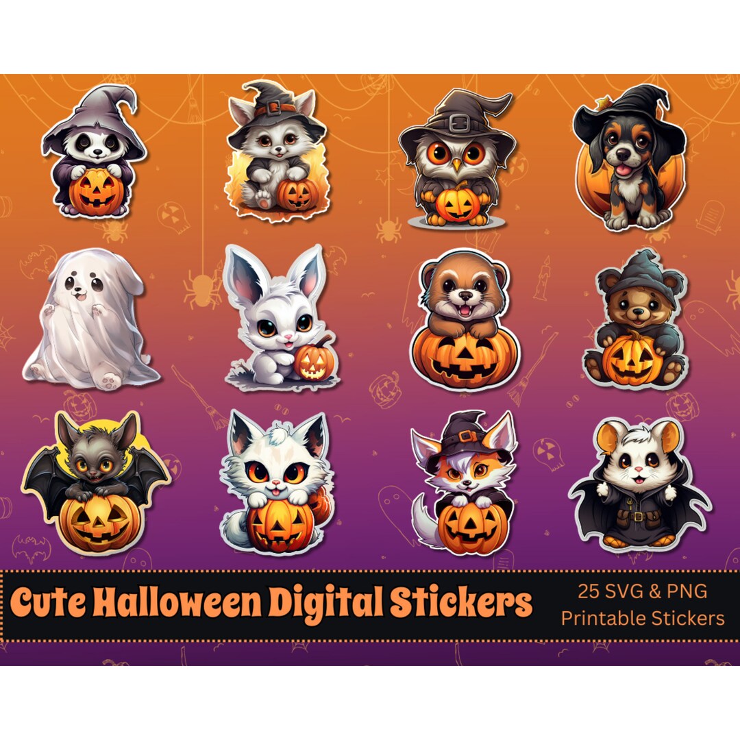 Cute Halloween Animal Digital Png Svg Bundle, Printable Halloween ...