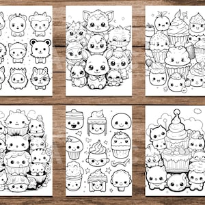 Kawaii Doodles Coloring Book, Printable Cute Adorable Kawaii Characters ...