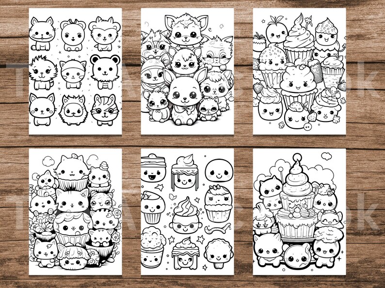 Kawaii Doodles Coloring Book, Printable Cute Adorable Kawaii Characters ...