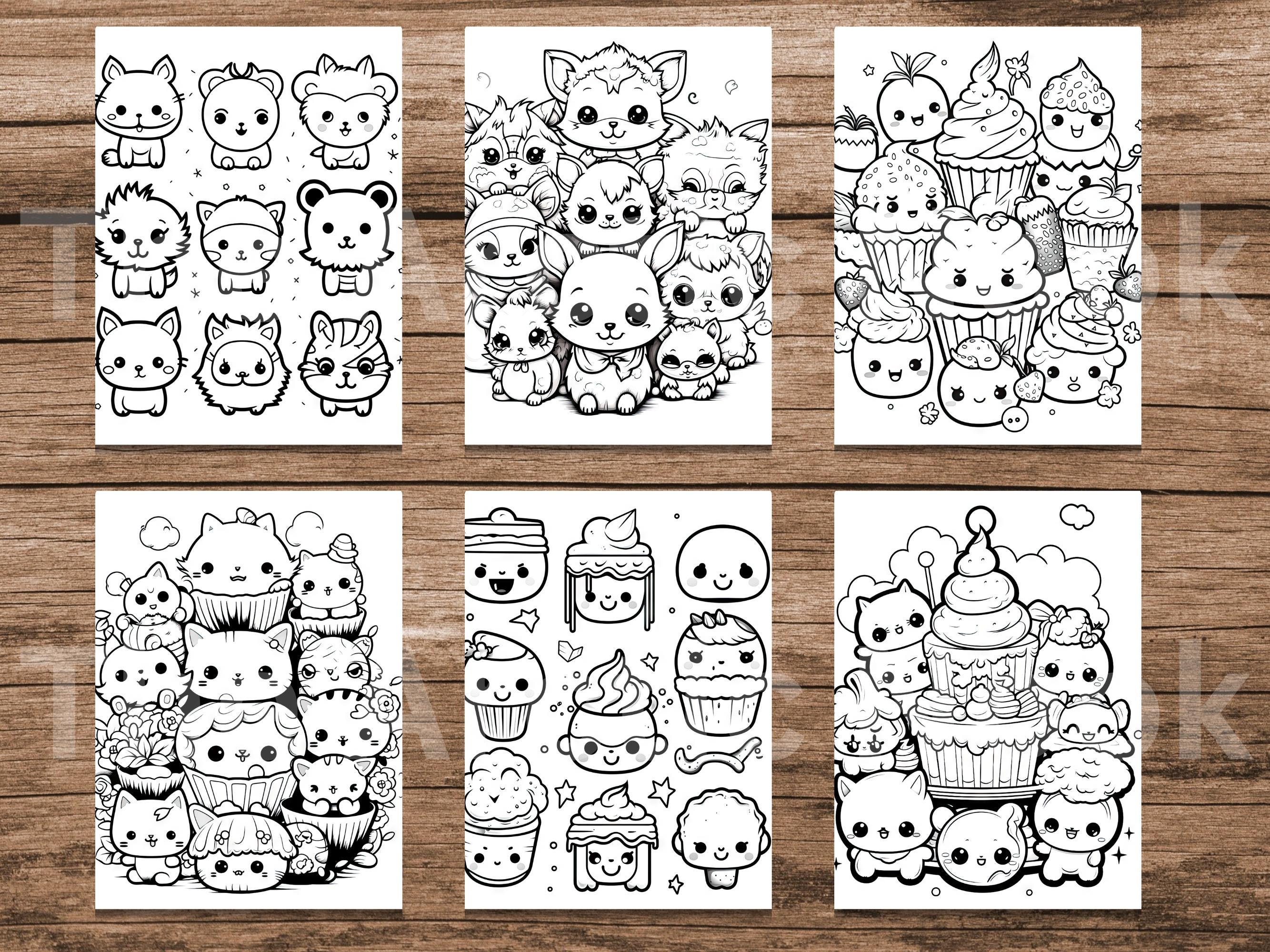 Kawaii Doodles Coloring Book, Printable Cute Adorable Kawaii Characters ...