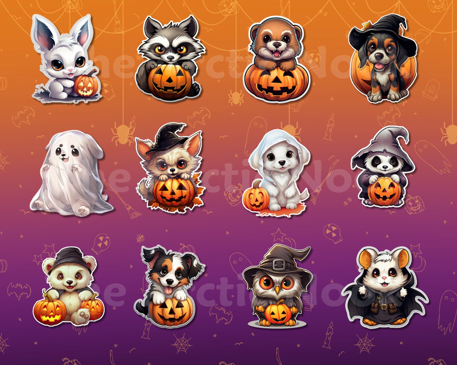 Cute Halloween Animal Digital Png Svg Bundle, Printable Halloween ...