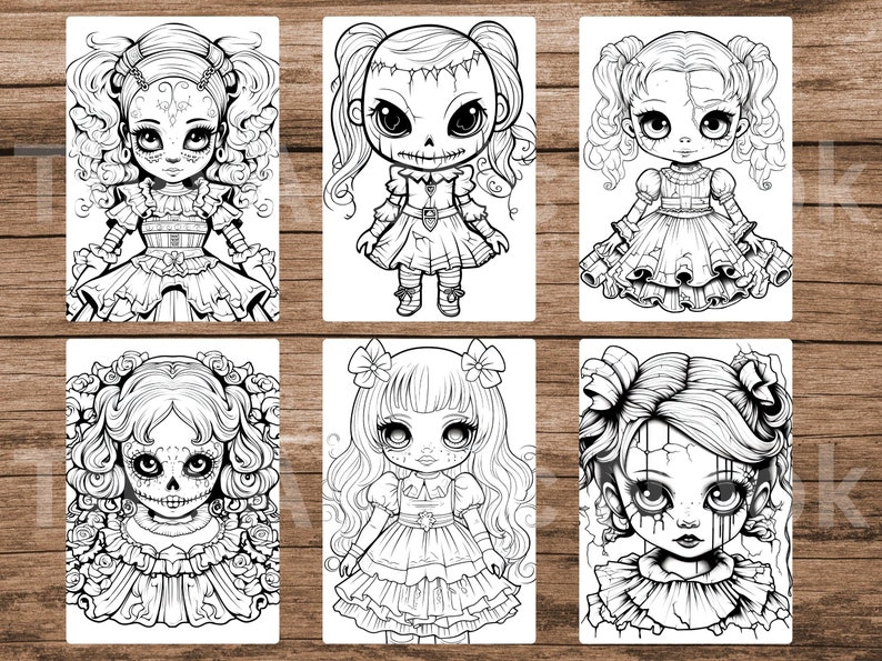 Creepy Dolls Coloring Book Printable Bone Chilling Scary Creepy Dolls