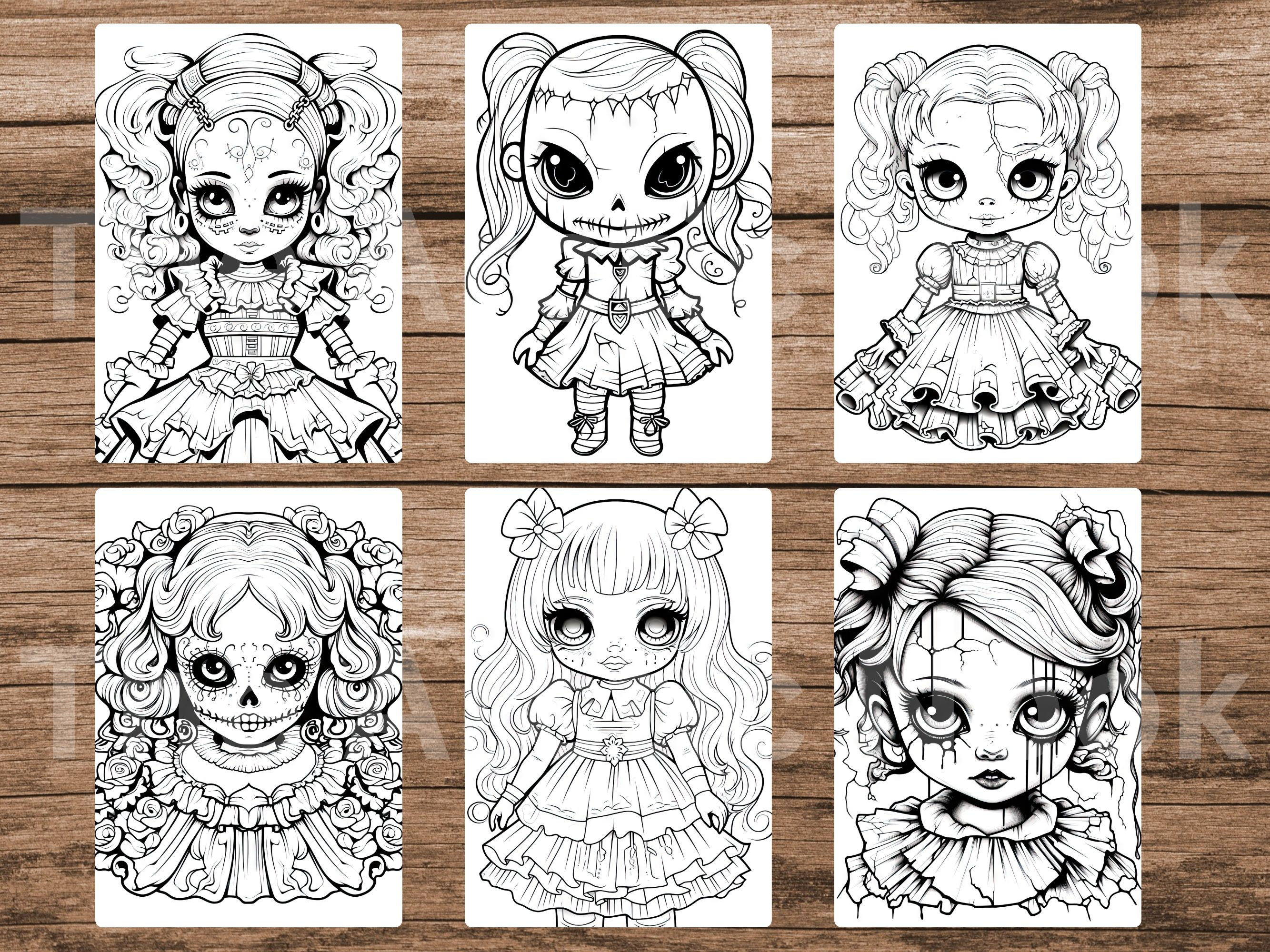 Creepy Dolls Coloring Book, Printable Bone Chilling Scary Creepy Dolls ...