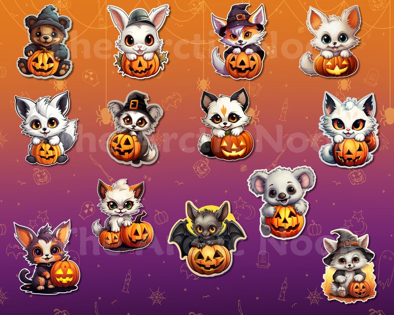 Cute Halloween Animal Digital Png Svg Bundle, Printable Halloween ...