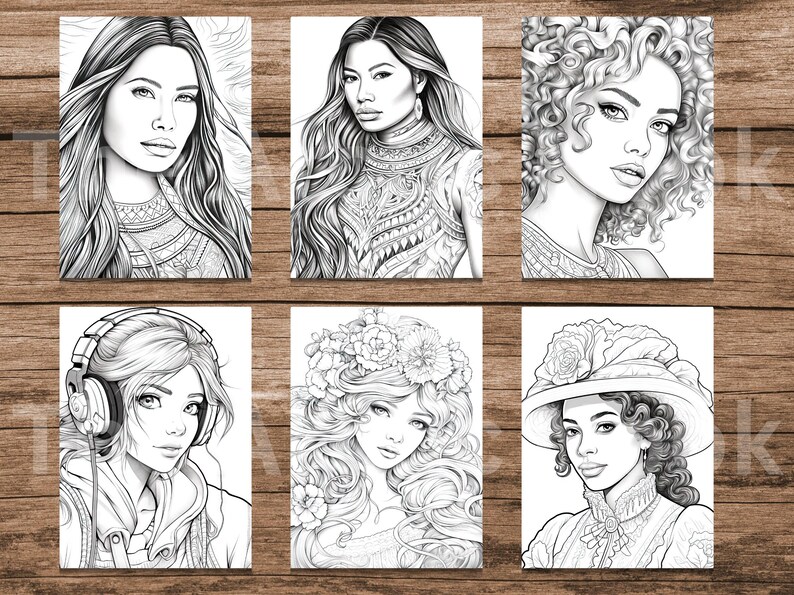 Pretty Ladies Coloring Book, Printable Beautiful Pretty Lady Coloring ...