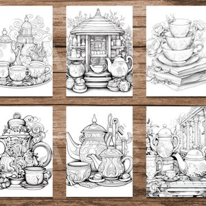 Whimsical Tea Sets Coloring Book, Printable Pretty Whimsical Tea Set ...