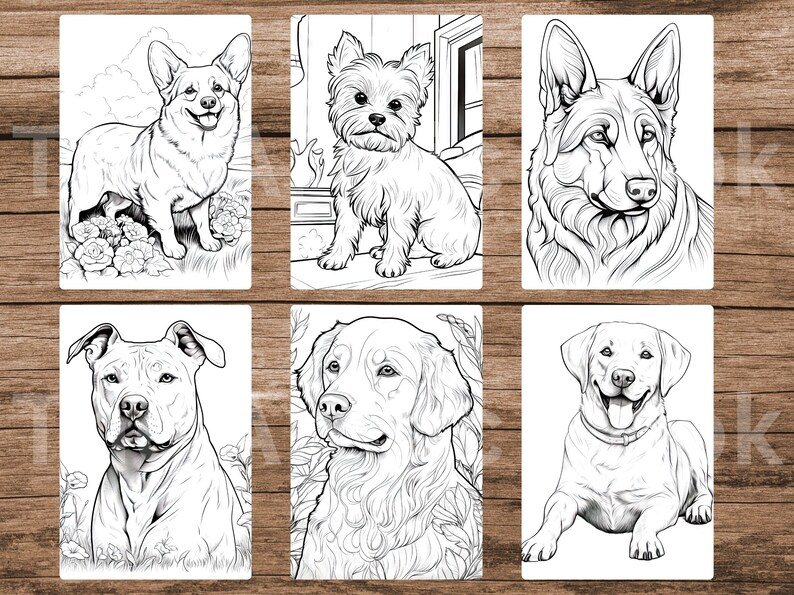Beautiful Dogs Coloring Book, Printable Cute Cuddly Best Friend Dogs ...