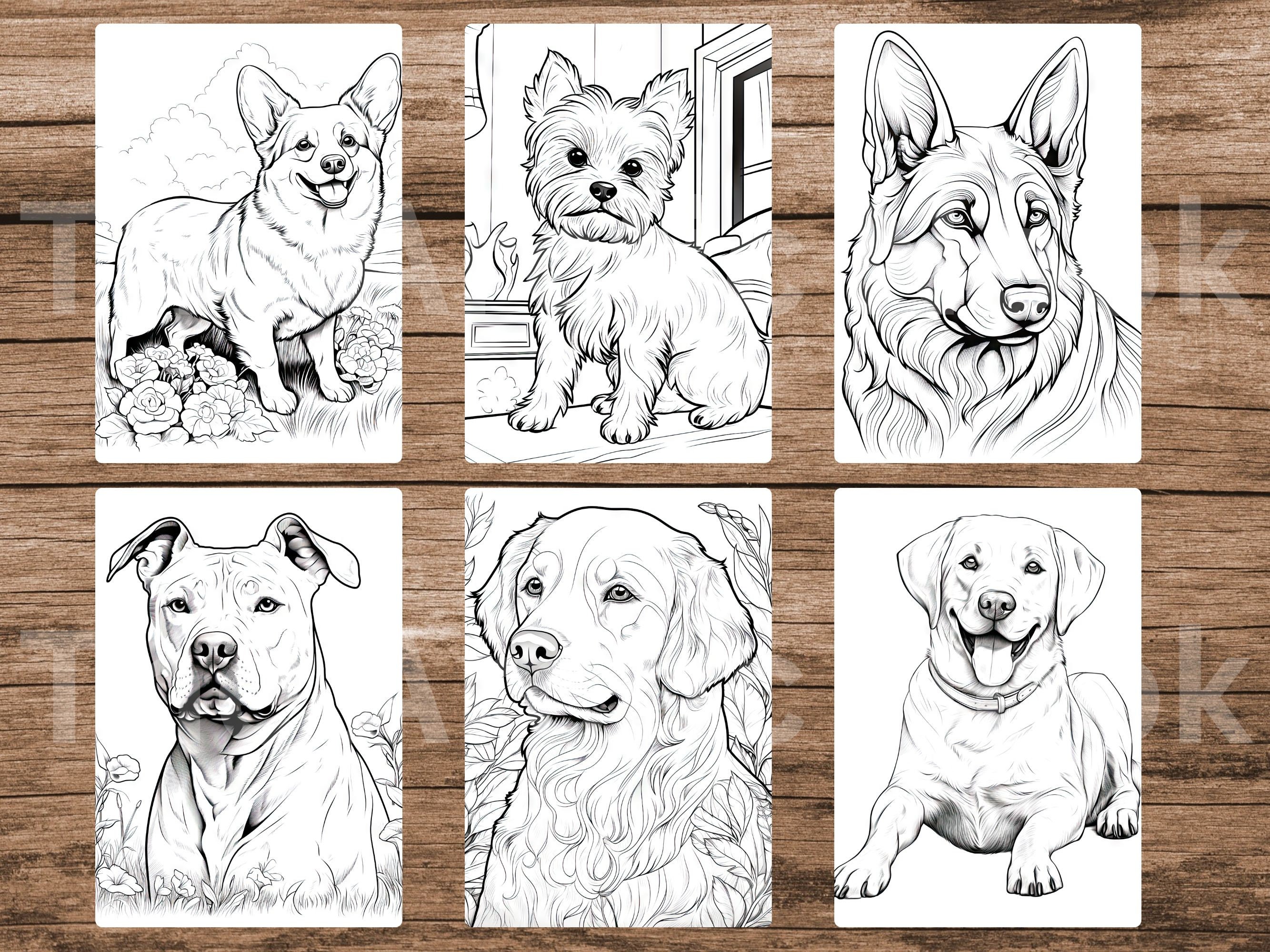 Beautiful Dogs Coloring Book, Printable Cute Cuddly Best Friend Dogs ...