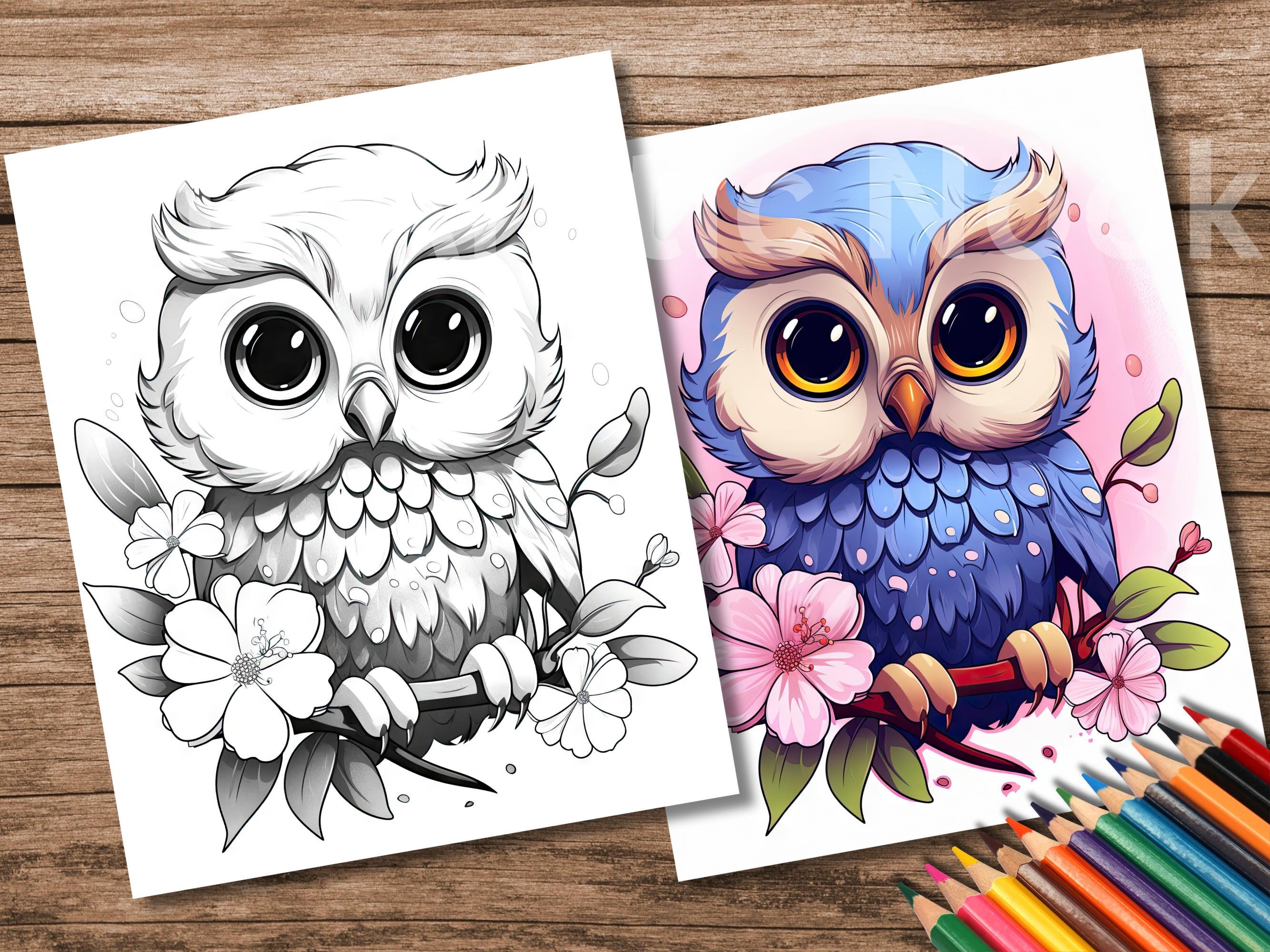 Owls Coloring Book, Printable Cute and Beautiful Owl Coloring Pages ...