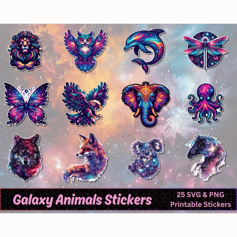 Galaxy Stickers Animal - Etsy