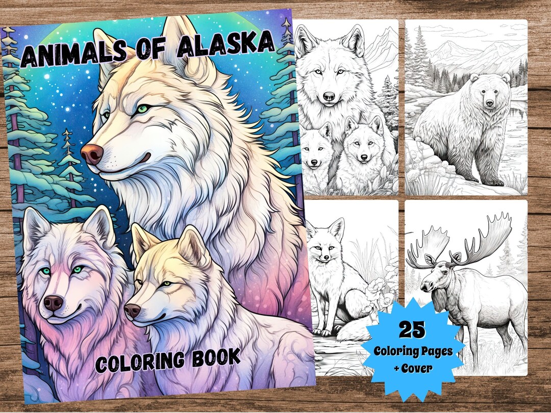 Animals of Alaska Coloring Book Printable Beautiful Alaskan - Etsy