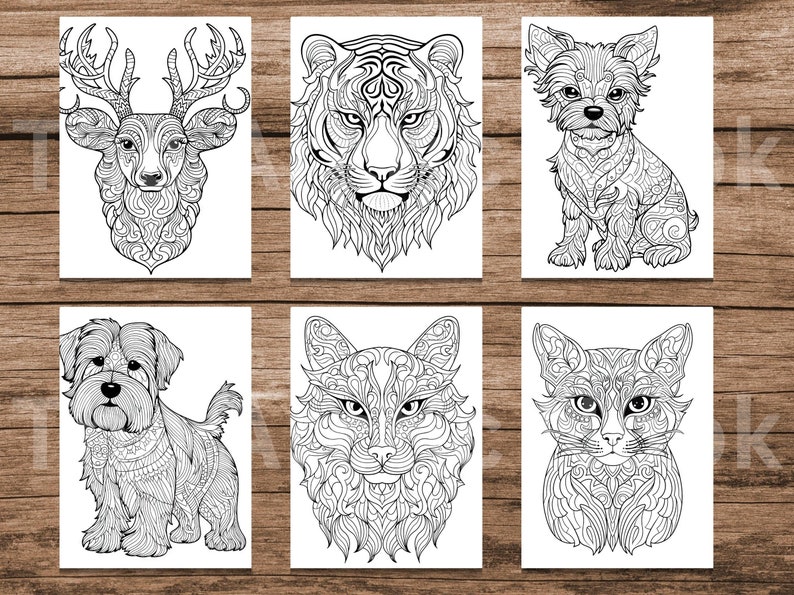 Zentangle & Mandala Animals Coloring Book, Printable Mandala Animal ...