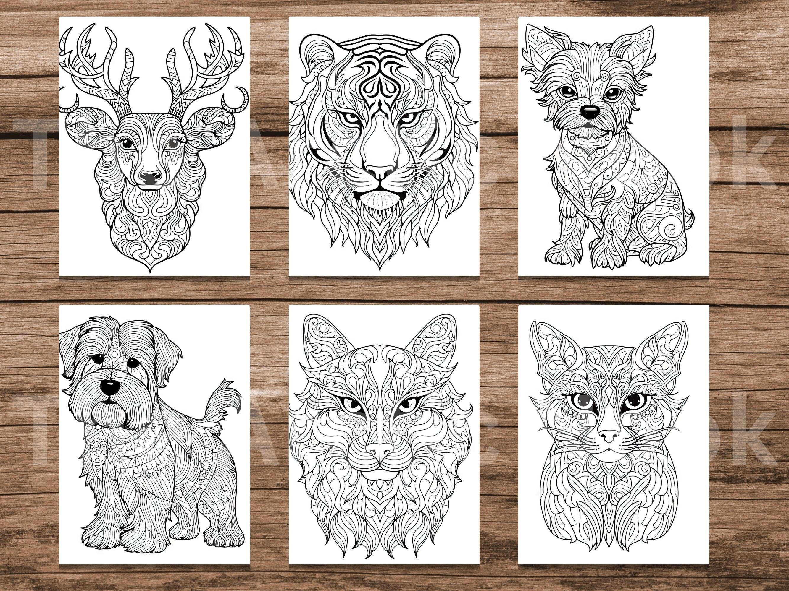 Zentangle & Mandala Animals Coloring Book, Printable Mandala Animal ...
