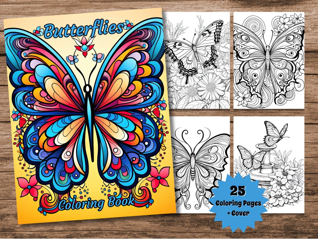 Butterly Coloring Book Printable Beautiful Butterflies - Etsy