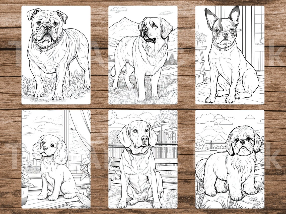 Beautiful Dogs Coloring Book, Printable Cute Cuddly Best Friend Dogs ...