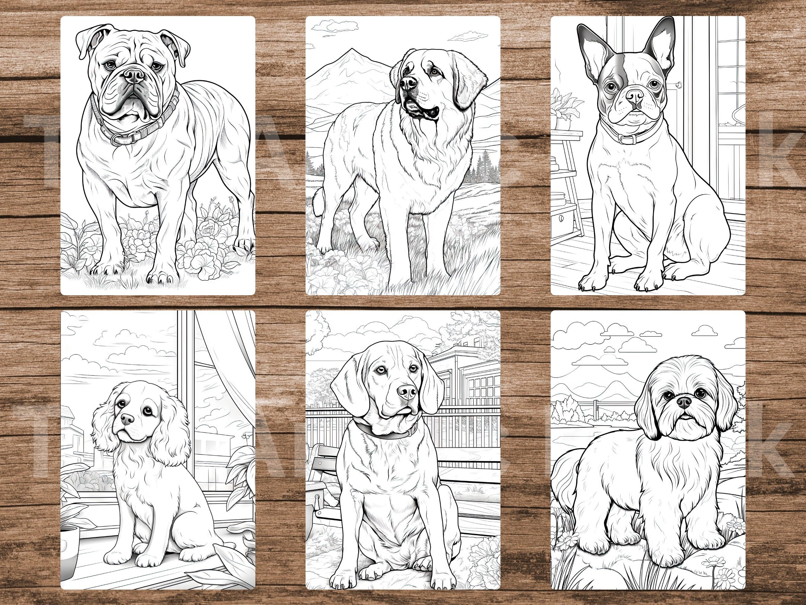 Beautiful Dogs Coloring Book, Printable Cute Cuddly Best Friend Dogs ...