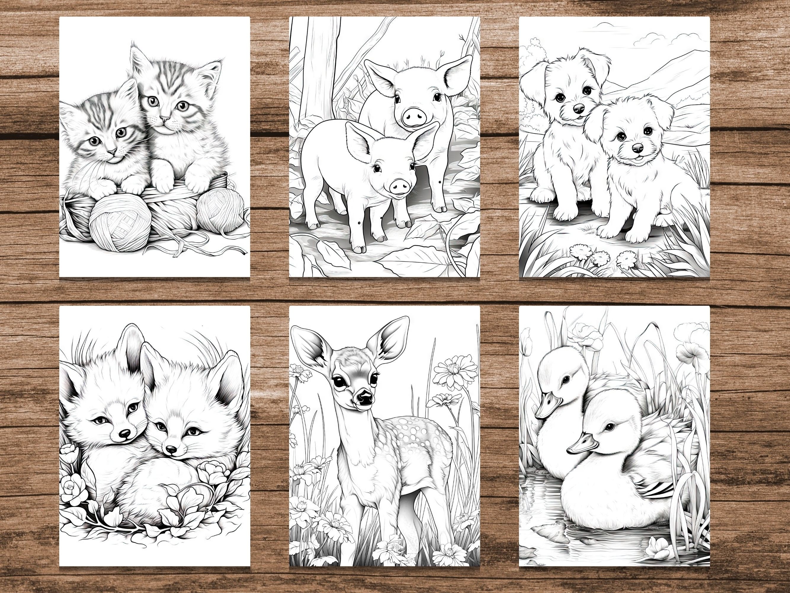 Baby Animals Coloring Book Printable Cute Adorable Baby - Etsy