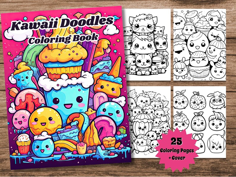 Kawaii Doodles Coloring Book Printable Cute Adorable Kawaii - Etsy